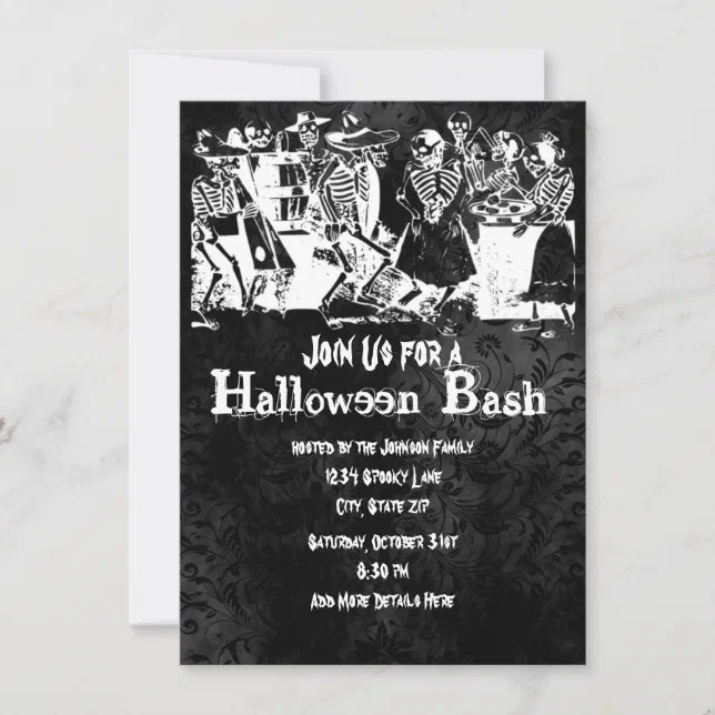 Skeleton Halloween Party Invitations | Zazzle