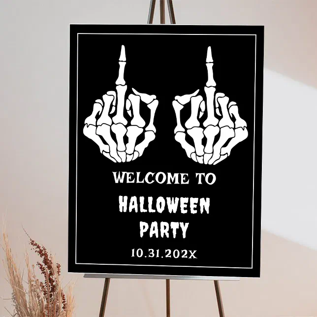 Skeleton Halloween Party Welcome Sign | Zazzle