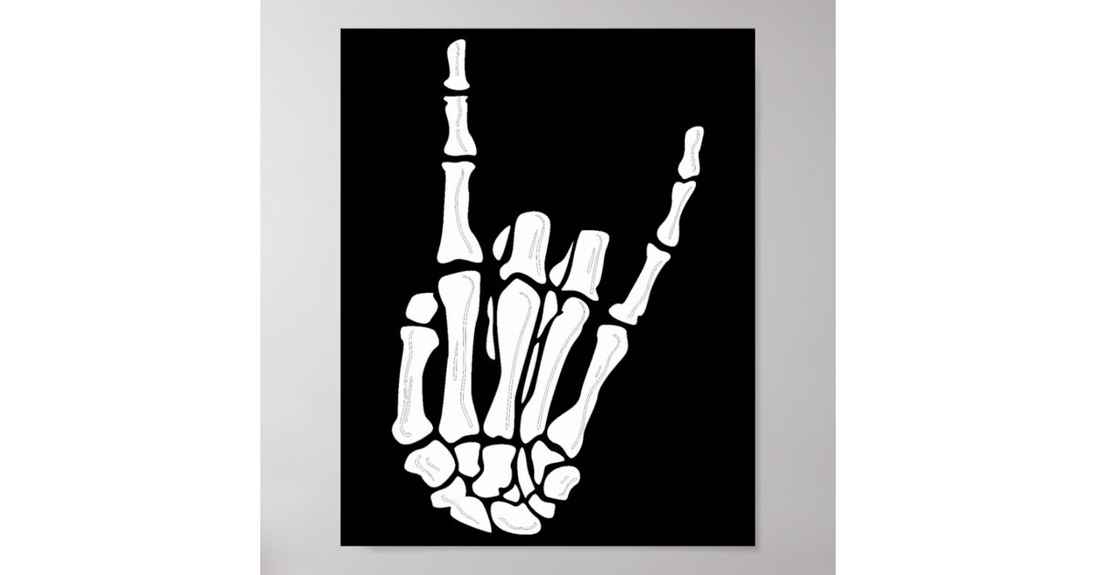 Skeleton Hand Gesture - Rock Skeleton Hand - Hallo Poster | Zazzle