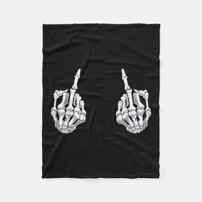 Skeleton Hand Halloween Bones Middle Finger Skull Fleece Blanket | Zazzle