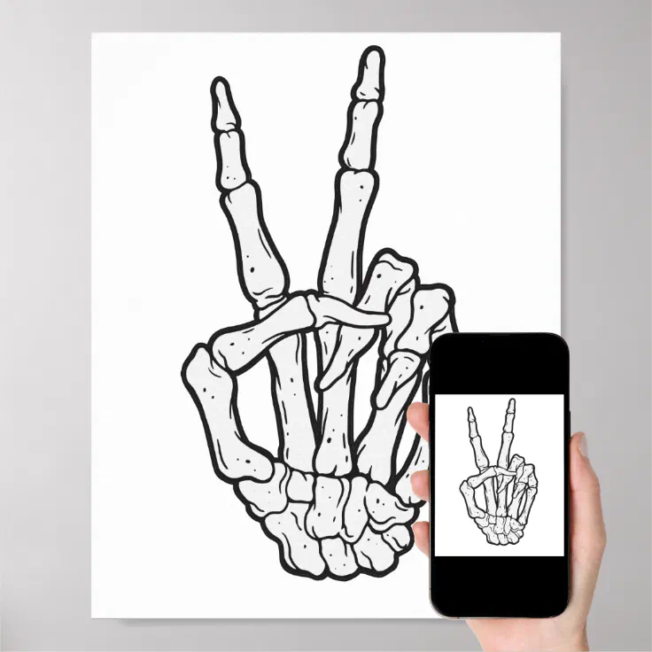 Skeleton hand making peace sign | Zazzle