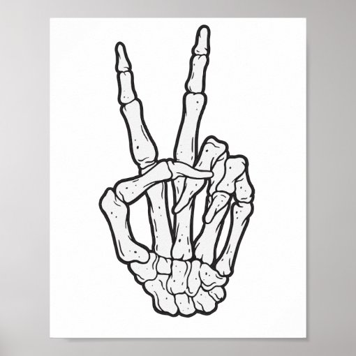 Skeleton hand making peace sign | Zazzle