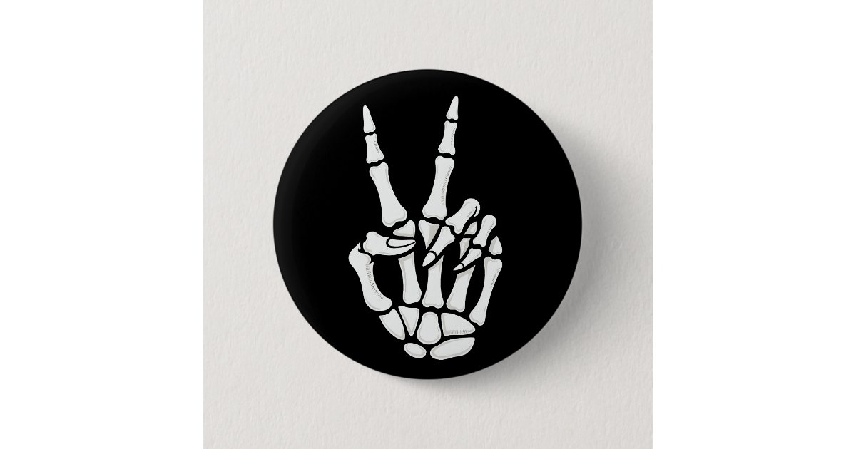 Skeleton Hand Peace Sign Cool Halloween Button | Zazzle