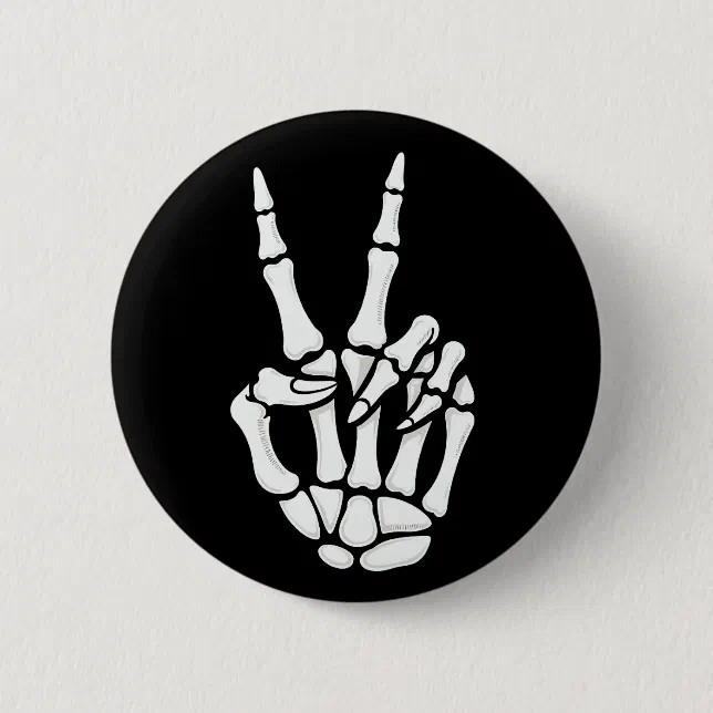 Skeleton Hand Peace Sign Cool Halloween Button | Zazzle