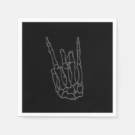 Skeleton Hand Rock Star Black Birthday Party Napkins | Zazzle.com