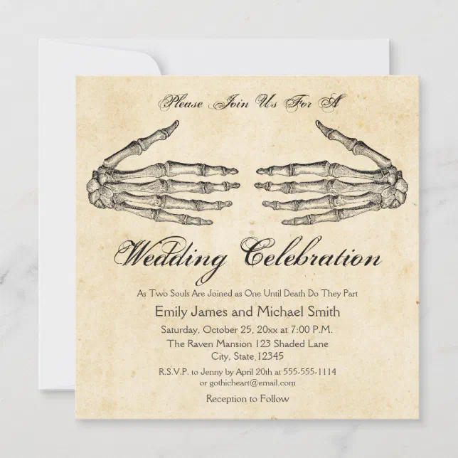 Skeleton Hands Gothic Wedding Invitation | Zazzle