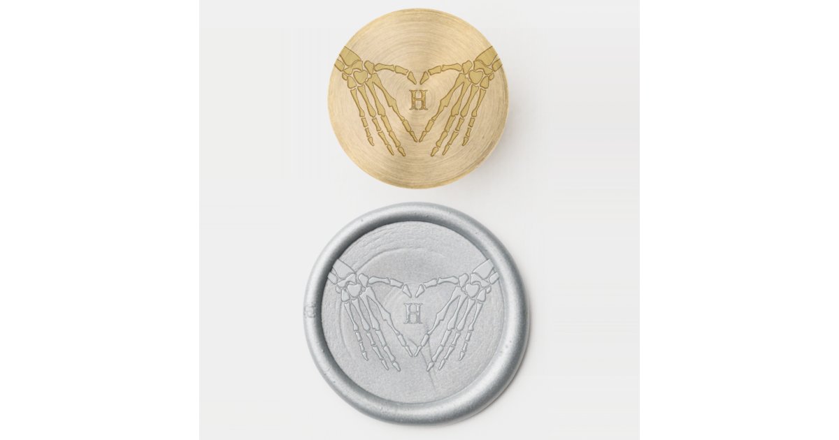 Skeleton Hands Heart Monogram Goth Wedding Wax Seal Stamp | Zazzle
