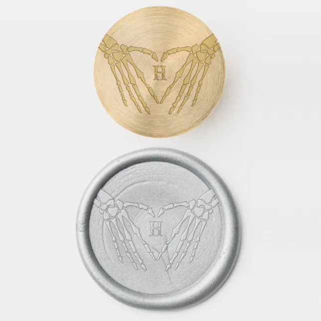 Skeleton Hands Heart Monogram Goth Wedding Wax Seal Stamp | Zazzle