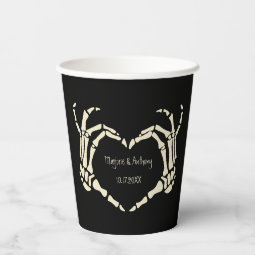 Skeleton Hands Heart Shape Custom Wedding Paper Cups | Zazzle