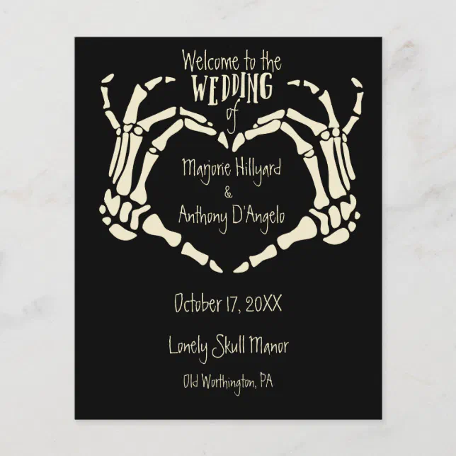 Skeleton Hands Heart Shape Custom Wedding Program | Zazzle