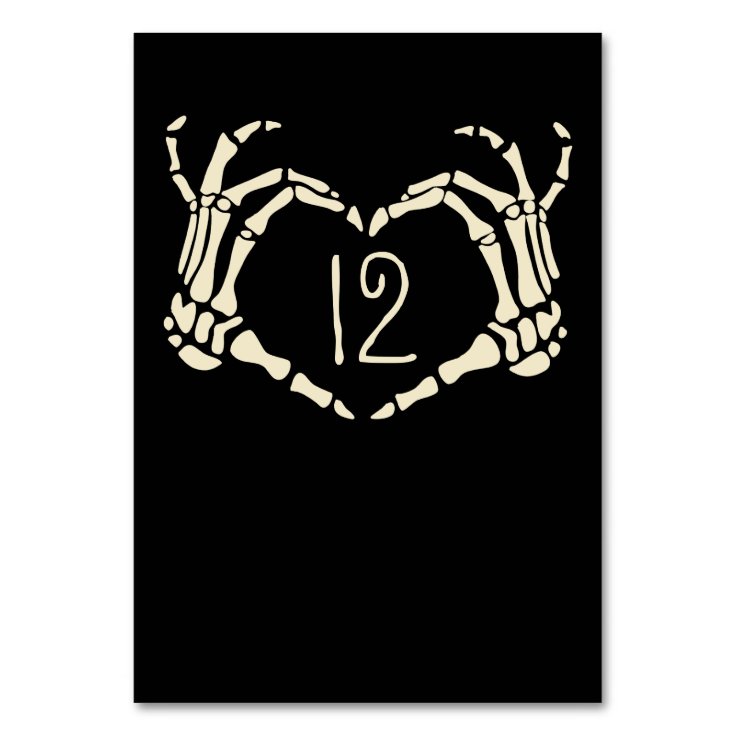 Skeleton Hands Heart Shape Custom Wedding Table Number | Zazzle