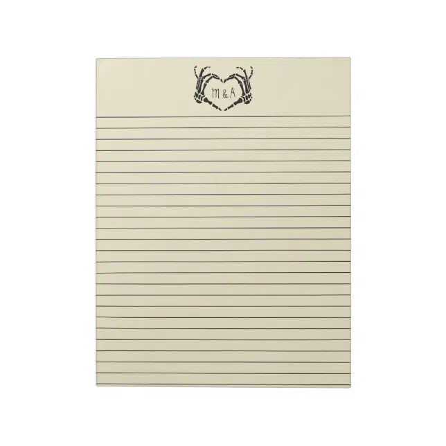 Skeleton Hands Heart Shape Custom Writing Paper Notepad | Zazzle