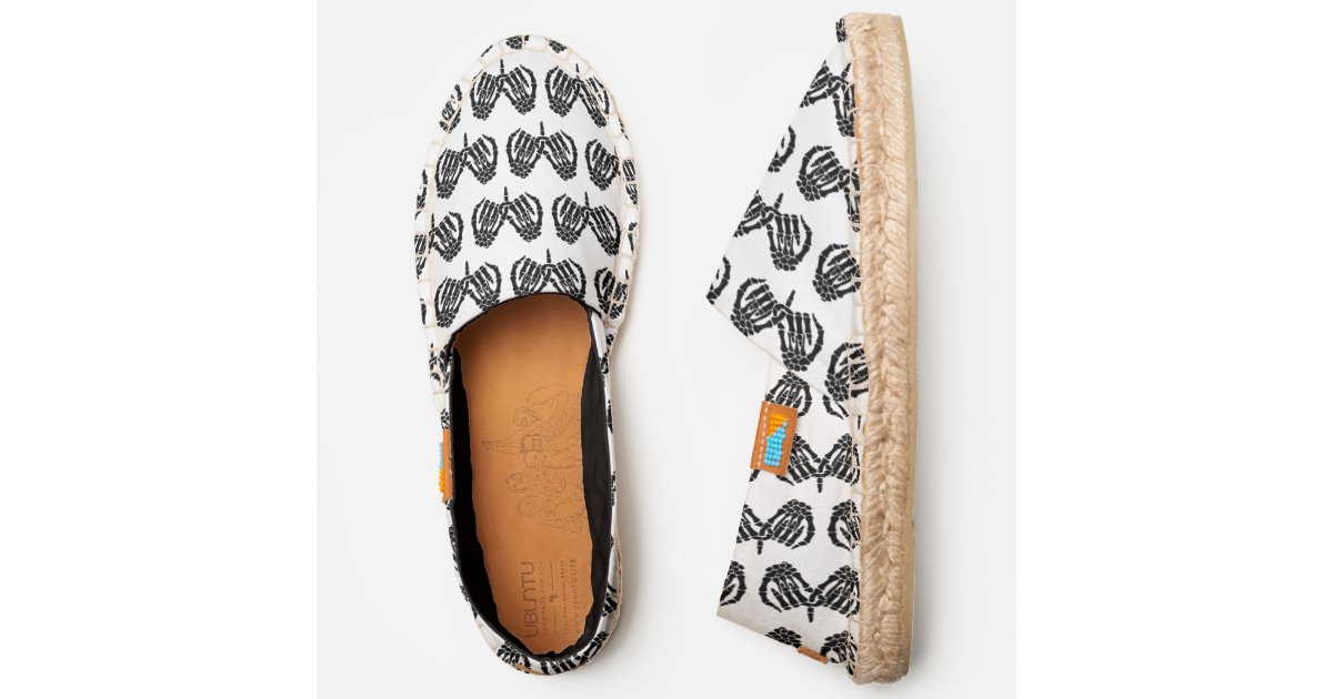 Skeleton Hands Pinky Swear Black, White Canvas Espadrilles | Zazzle