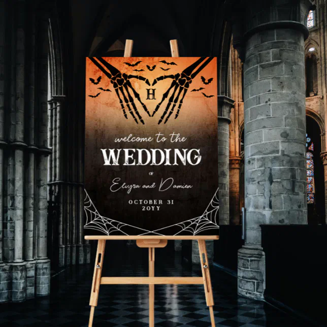 Skeleton Heart Goth Halloween Wedding Welcome Foam Board | Zazzle