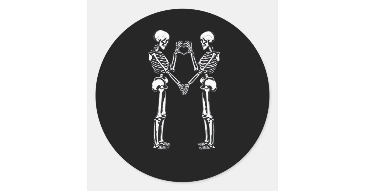 Skeleton Heart Hands Sign Halloween Costume Classi Classic Round ...