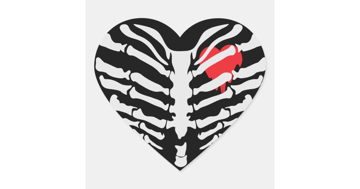 Skeleton Heart Heart Sticker | Zazzle