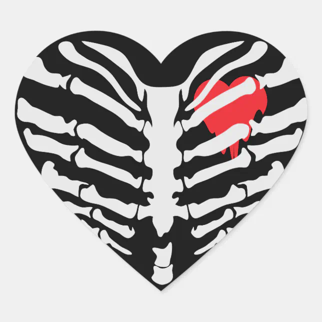 Skeleton Heart Heart Sticker | Zazzle