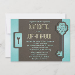 Skeleton Key and Lock Wedding Invitation | Zazzle