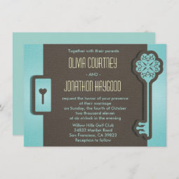 Skeleton Key and Lock Wedding Invitation | Zazzle