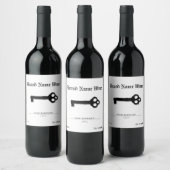 Skeleton Key Black & White Minimalist Keys Wine Label | Zazzle