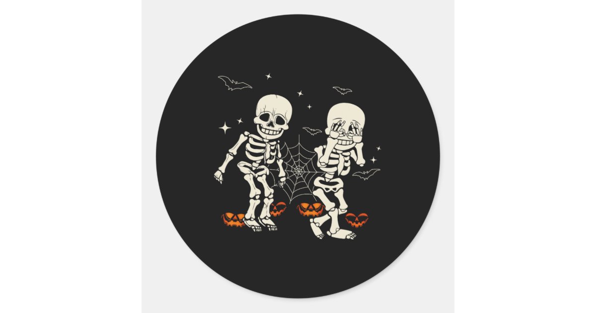 Skeleton Kids Griddy-dance Halloween Trick Or Trea Classic Round ...
