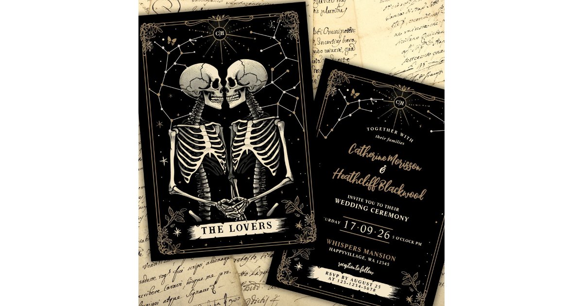 Skeleton Love Stars | Tarot Wedding Invitation | Zazzle
