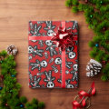 Skeleton on Red Background Wrapping Paper | Zazzle