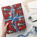 Skeleton on Red Background Wrapping Paper | Zazzle