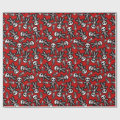 Skeleton on Red Background Wrapping Paper | Zazzle