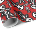 Skeleton on Red Background Wrapping Paper | Zazzle