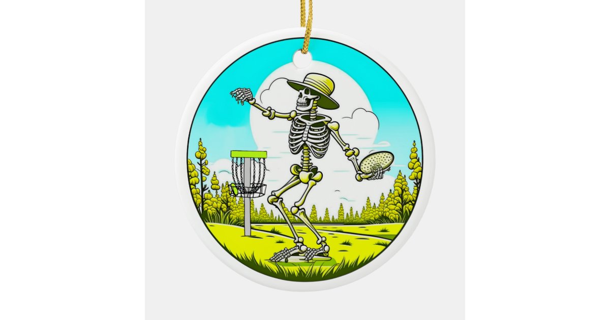 Skeleton Playing Disc Golf Ceramic Ornament | Zazzle