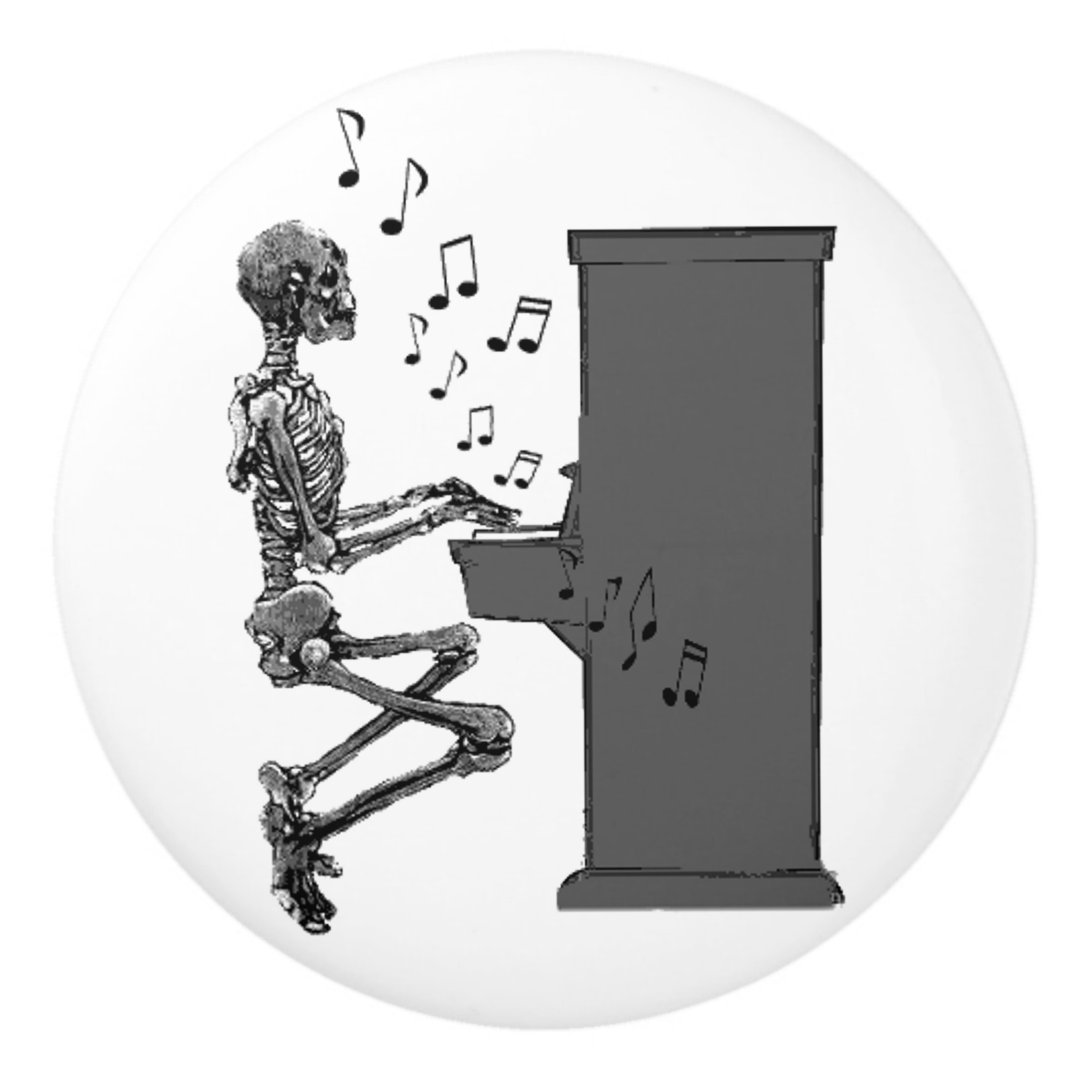 Skeleton Playing Piano Music Funny Ceramic Knob | Zazzle