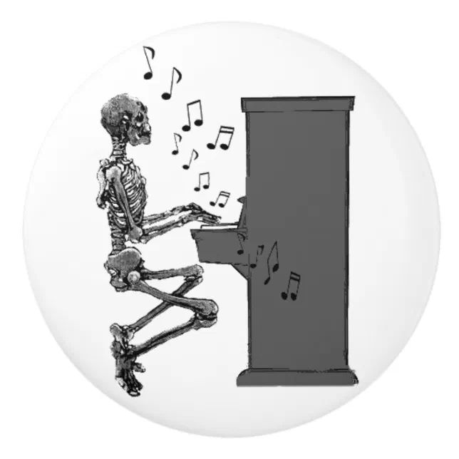 Skeleton Playing Piano Music Funny Ceramic Knob | Zazzle