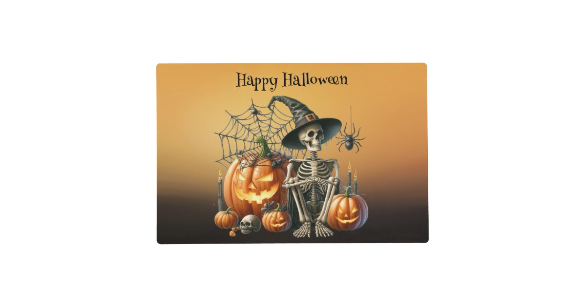 Skeleton Pumpkins Halloween Placemat | Zazzle
