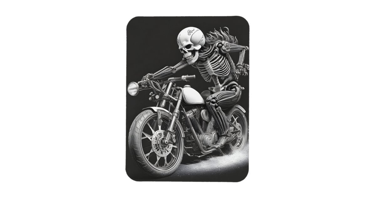Skeleton Riding a Motorcycle Magnet | Zazzle