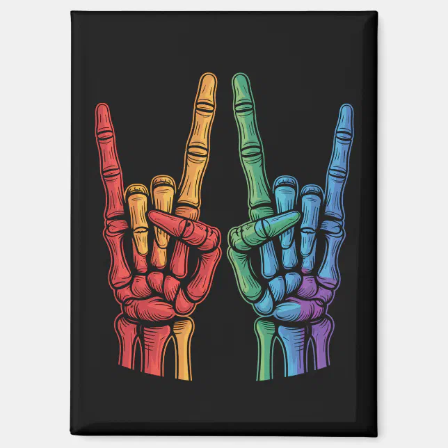 Skeleton Rock Hand LGBTQ Rainbow Flag Gay Pride Magnet | Zazzle