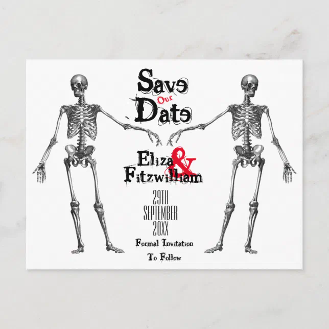 Skeleton Save The Date Postcard | Zazzle