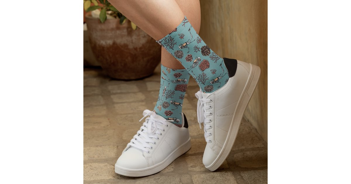 Skeleton Scuba Divers and Red Coral Socks | Zazzle