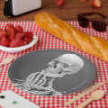 Skeleton Skull Halloween Black and White Gray Paper Plates | Zazzle