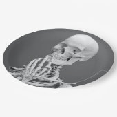 Skeleton Skull Halloween Black and White Gray Paper Plates | Zazzle