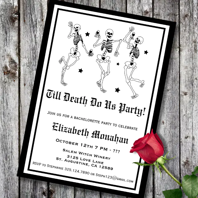 Skeleton Till Death Do Us Party Bachelorette Invitation | Zazzle