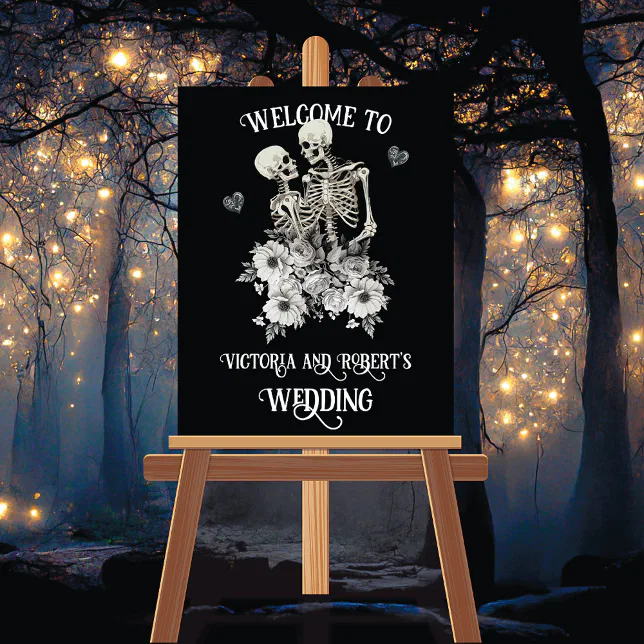 Skeleton Wedding Couple Wedding Welcome Sign | Zazzle