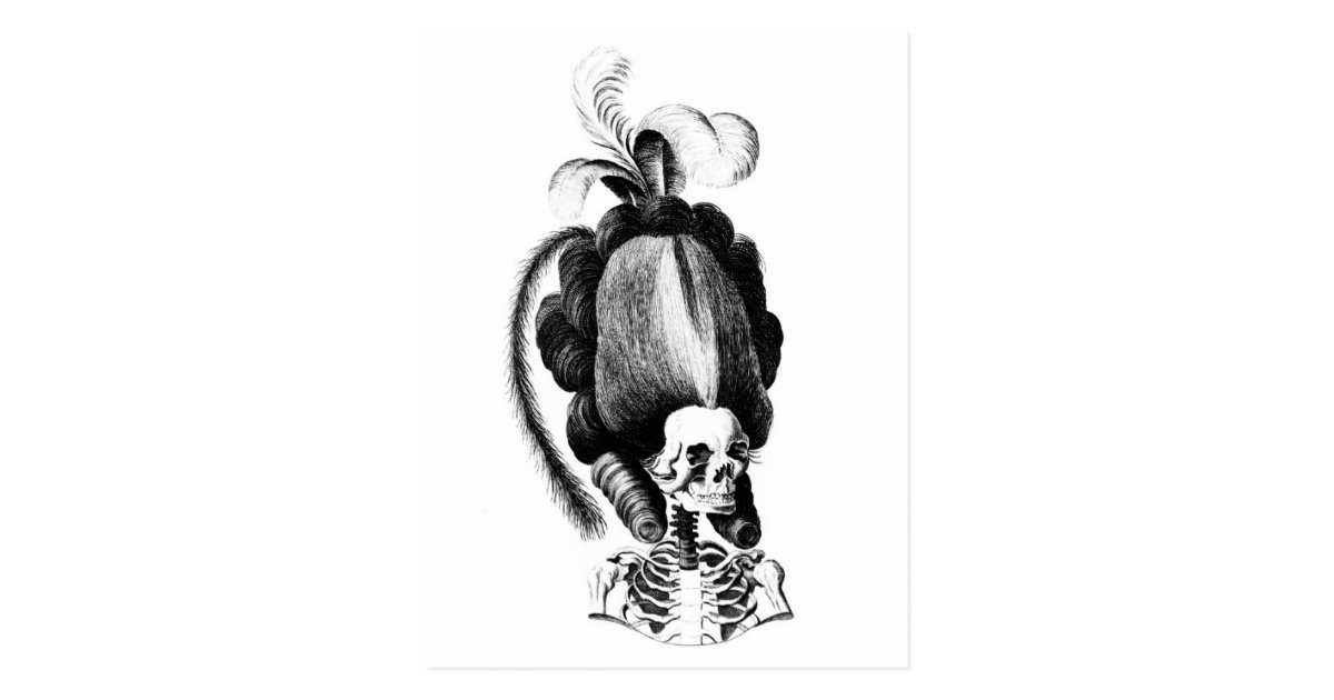 Skeleton Woman with Elaborate Hairstyle Postcard | Zazzle.com