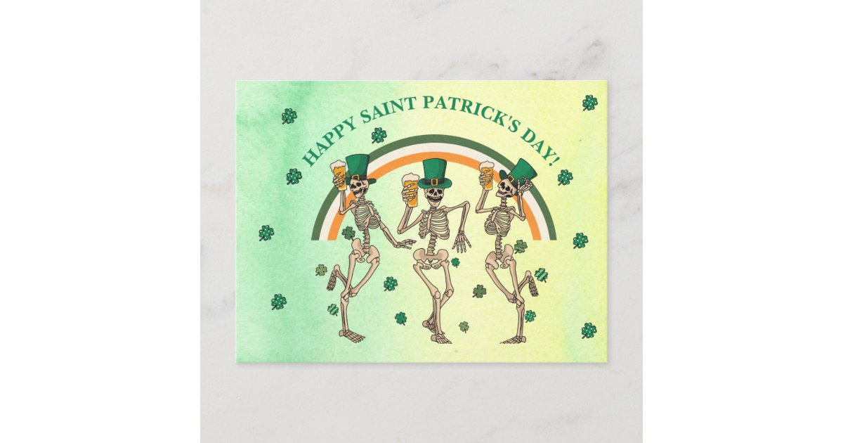 Skeletons Dancing Happy Saint Patrick's Day Postcard | Zazzle