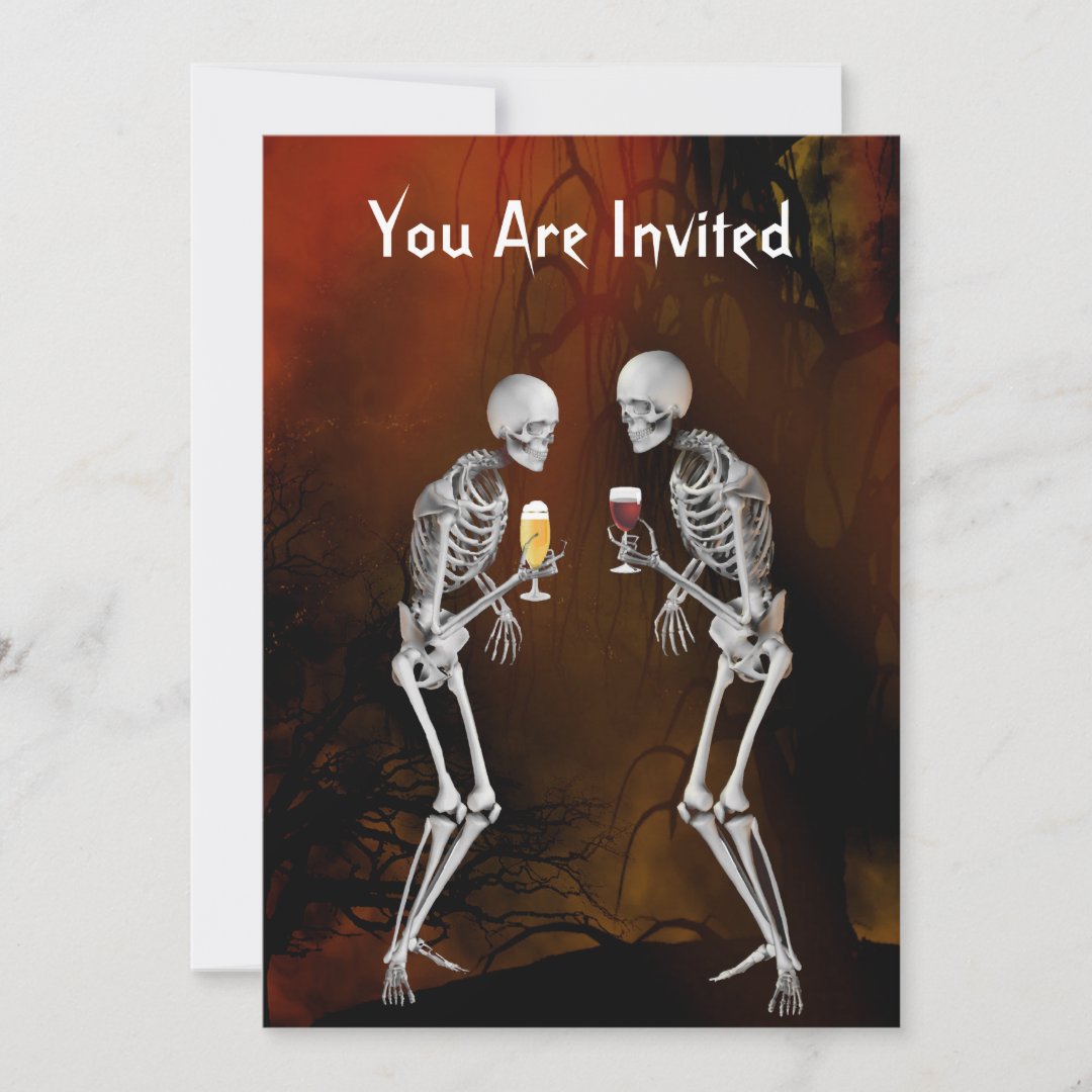 Skeletons Halloween Party Invitation | Zazzle