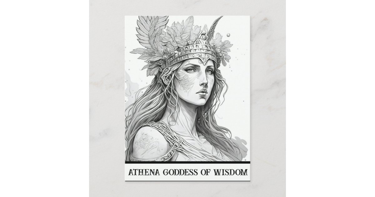 Sketch Art Athena Goddess of Wisdom Postcard | Zazzle
