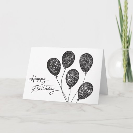 Sketch Birthday Balloons Birthday Card | Zazzle