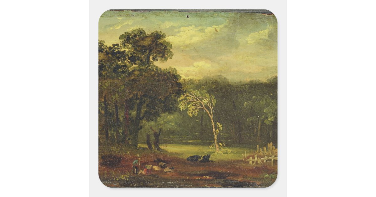 Sketch from Nature in Sion Park, 1819 (oil on card Square Sticker | Zazzle