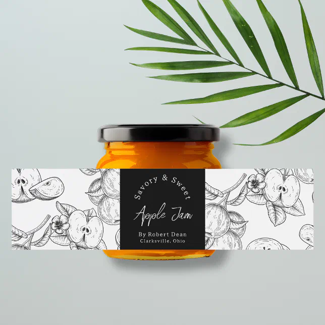 Sketch Homemade Apple Jam Wrap-around Label | Zazzle
