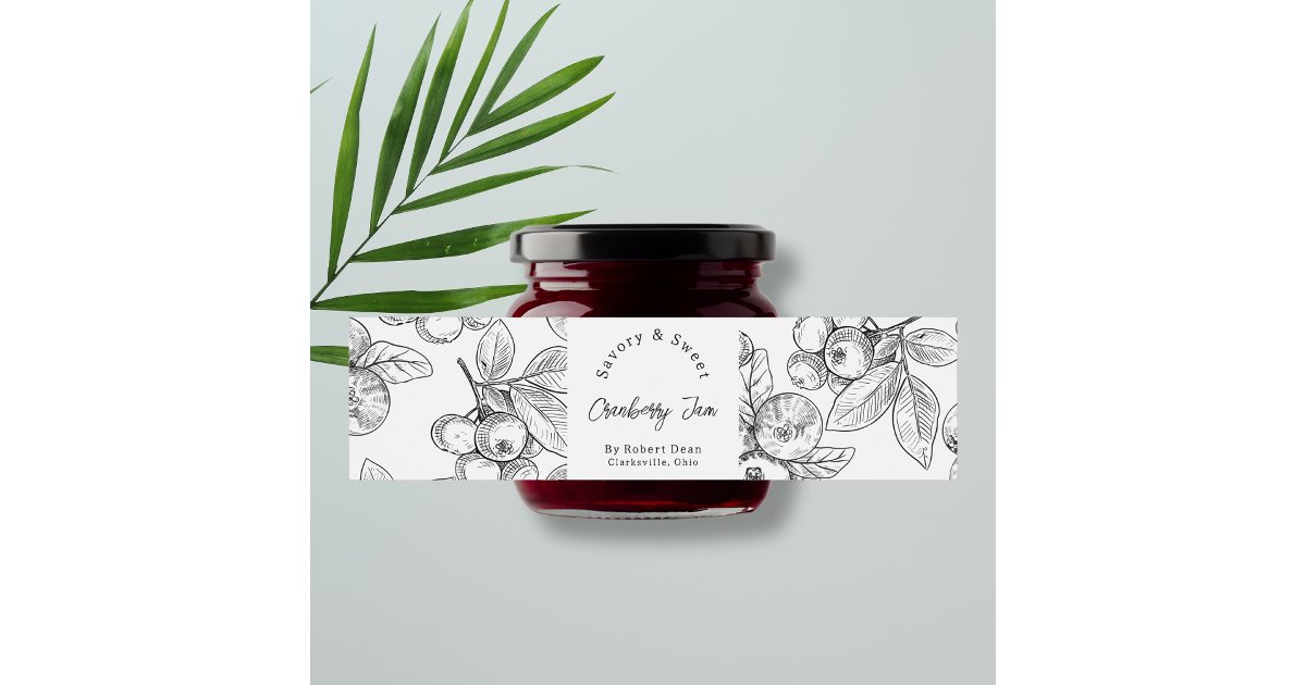 Sketch Homemade Cranberry Jam Wrap-around Label | Zazzle